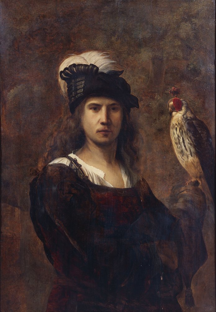 Falkner mit Falke und Federhut von Rembrandt van Rijn