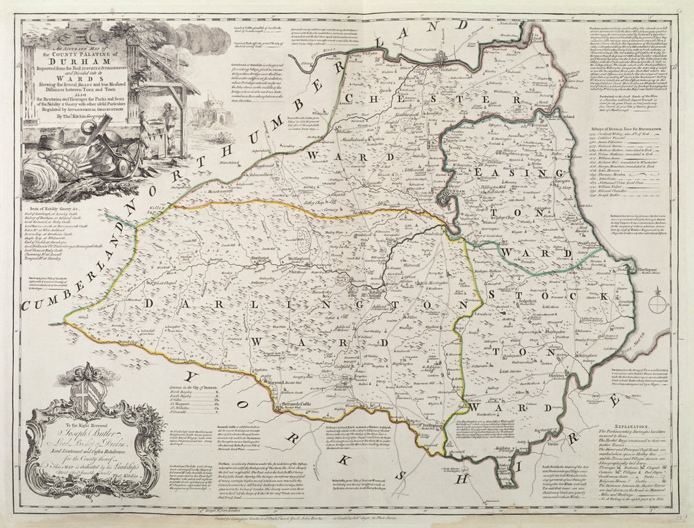 Karte von Durham, 1777 von Thomas Kitchin: Kunstdruck