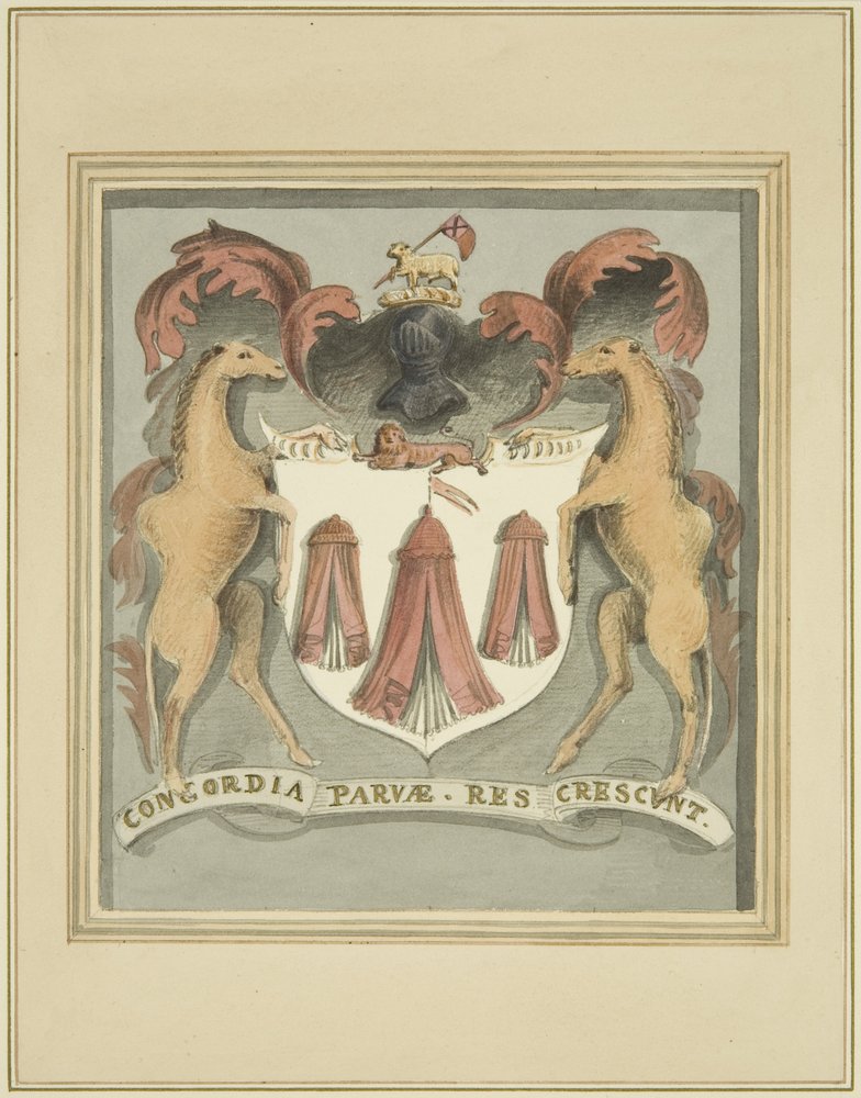 Schneiderwappen auf den Merchant Taylors' Almshouses