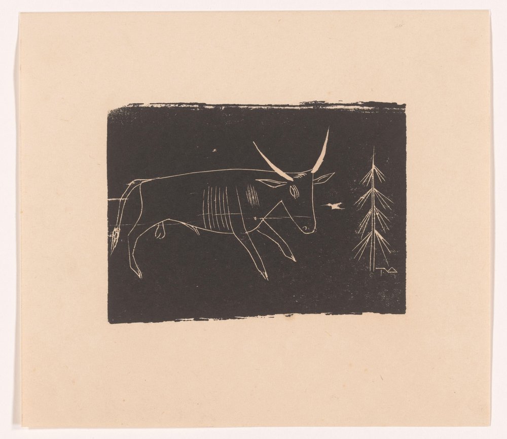 Stier von Tinus van Doorn (signed by artist): Kunstdruck