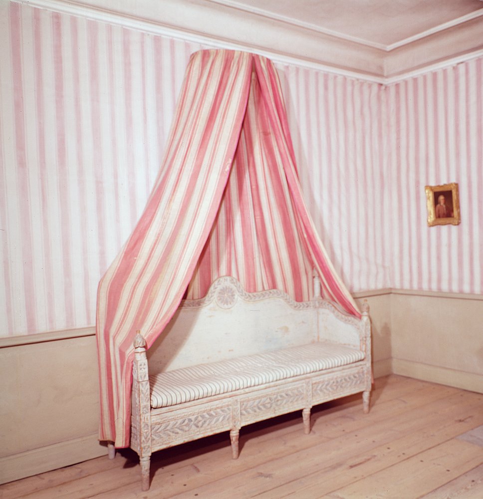 Klappbett im Haus von Carl Linnaeus, Hammarby, Uppsala, Schweden