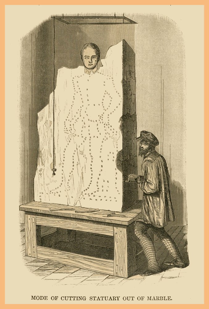 Methode zum Ausschneiden von Statuen aus Marmor