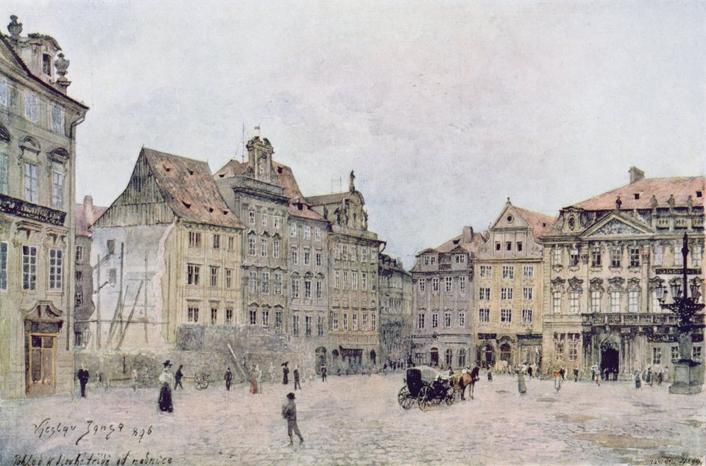 Ansicht der Nordostseite des Staromestsky Rynk im Jahr 1896, aus 'Stara ...