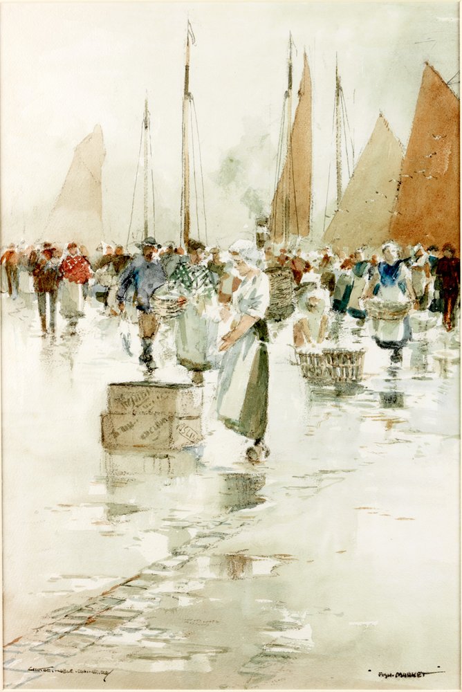 Fischmarkt von Victor Noble Rainbird: Kunstdruck kaufen