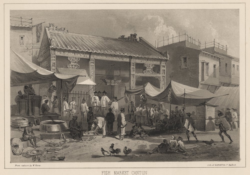 Fischmarkt Kanton, 1855 von Wilhelm Joseph Heine: Kunstdruck