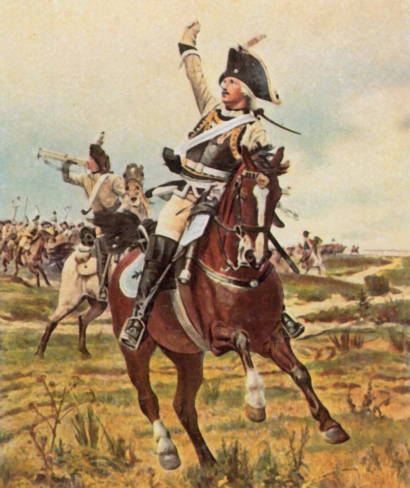 General Seydlitz gibt das Signal zum Angriff bei Rossbach, 5. November 1757