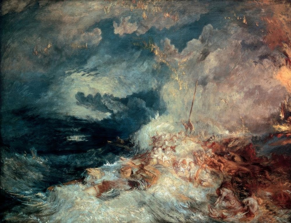 Feuer auf See von Joseph Mallord William Turner: Kunstdruck
