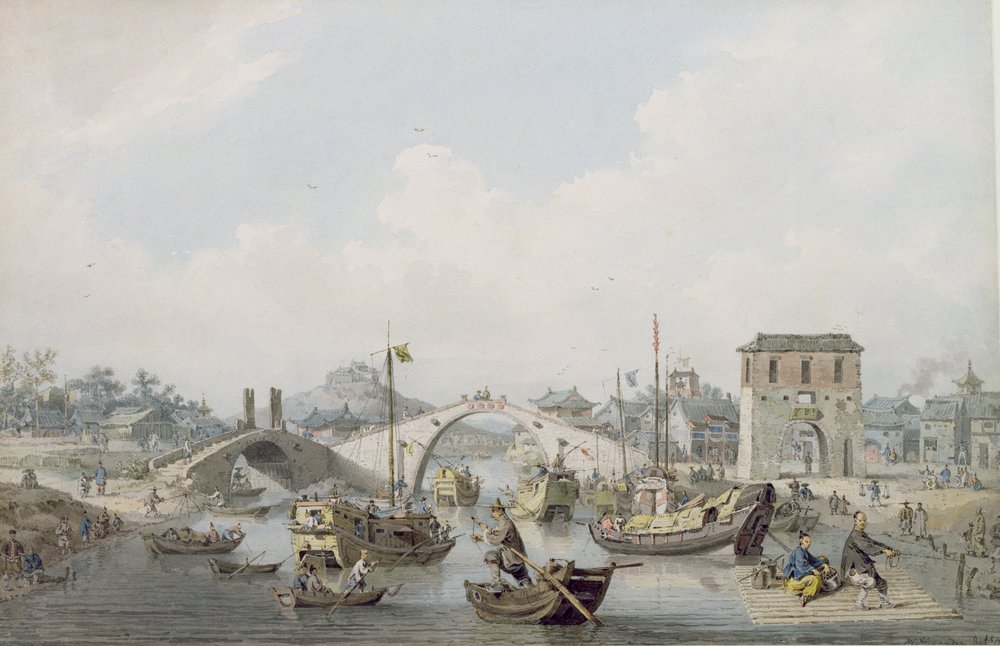 Boote auf dem Fluss bei Suchow, China von William Alexander