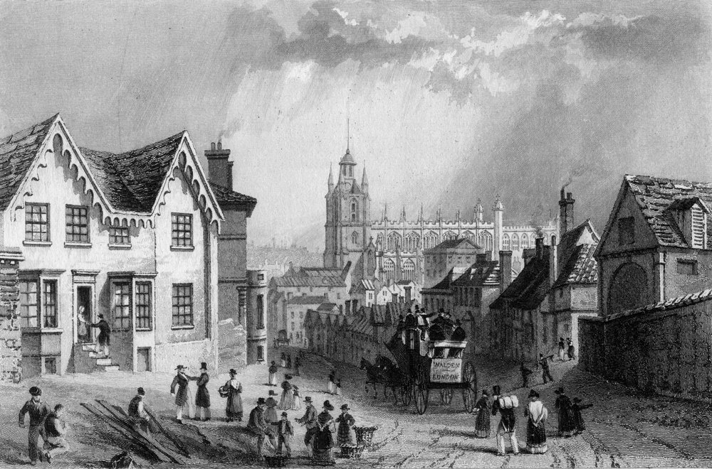 Saffron Walden, Essex, graviert von Charles Mottram, 1832