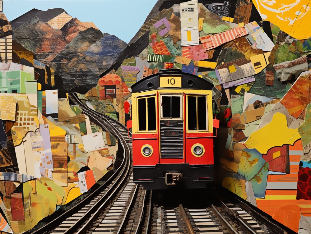 Standseilbahn-Station Collage von F. Abderrahim: Kunstdruck