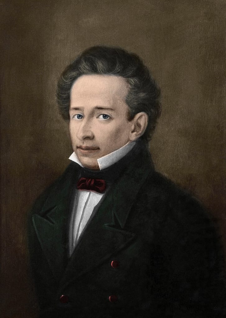Porträt von Giacomo Leopardi (1798-1837) nach dem Bildnis von A. Ferrazzi