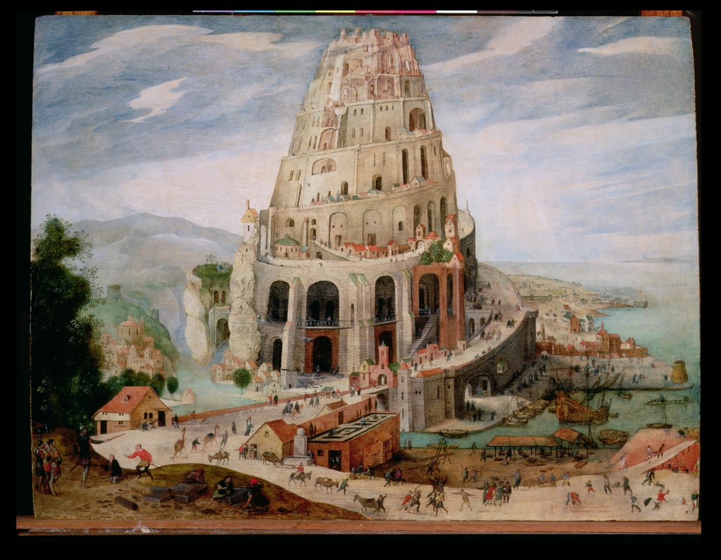Der Turm von Babel (Tafel) von Abel Grimmer or Grimer