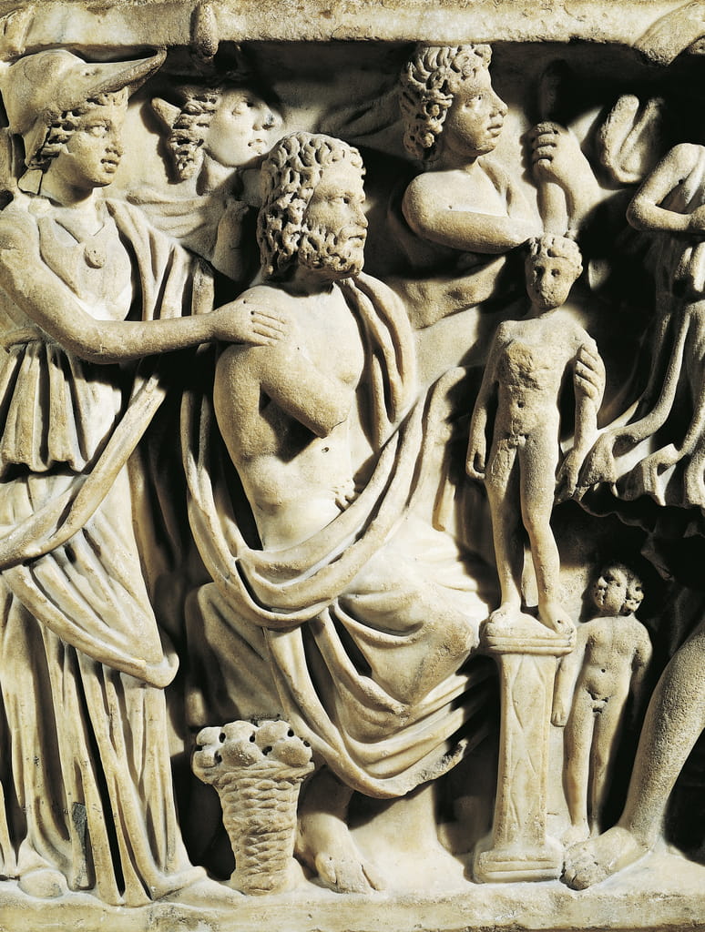 Marmorsarkophag, Relief mit Darstellung des Prometheus-Mythos, Detail ...