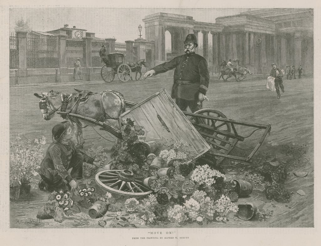 Move On (Gravur) von Alfred William Strutt: Kunstdruck