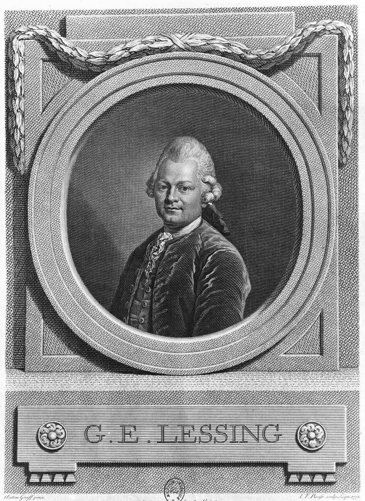Portrait of Gotthold Ephraim Lessing (1729-81) engraved by Johann ...