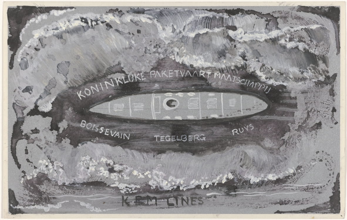 Entwurf einer Vignette für die Koninklijke Paketvaart Maatschappij