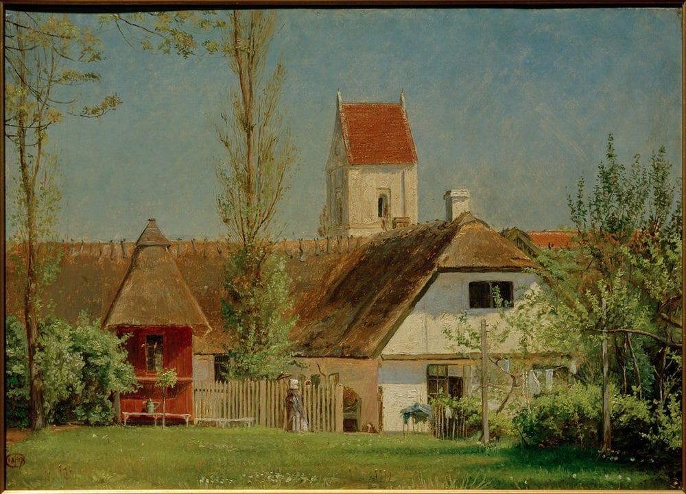 Ein Pfarrhof. Hellestedt von Christen Dalsgaard: Kunstdruck