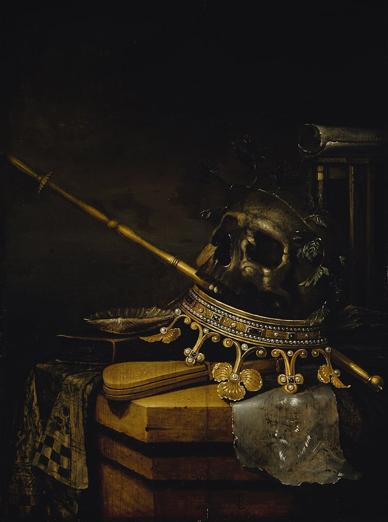 Vanitas-Stillleben, 1661. von Edward Collier: Kunstdruck