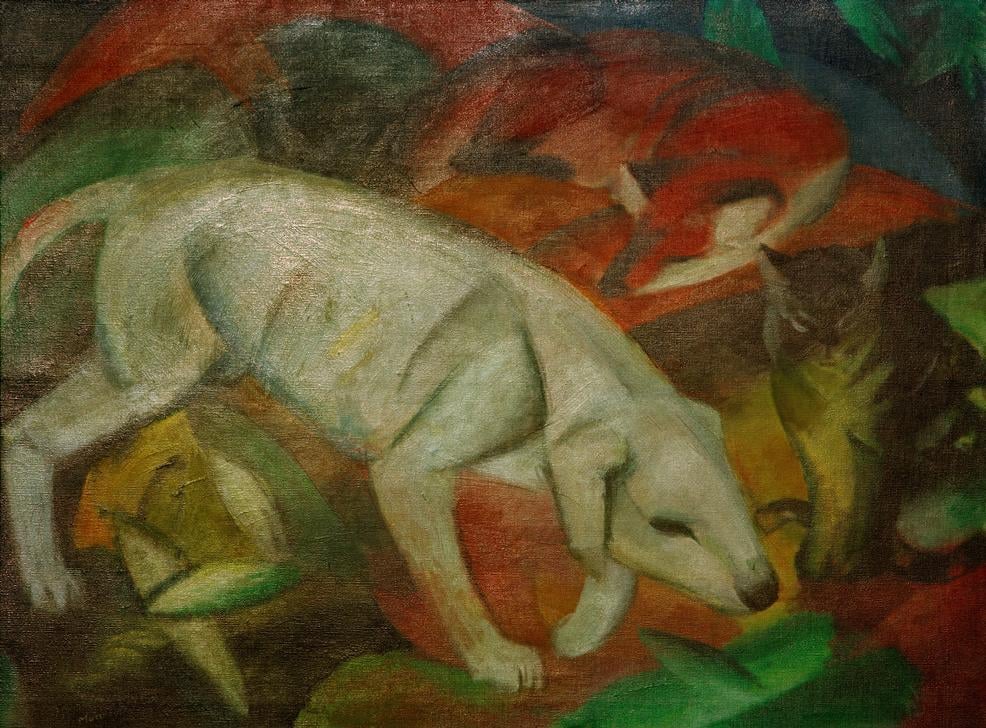 Hund, Katze, Fuchs von Franz Marc: hochwertiger Kunstdruck