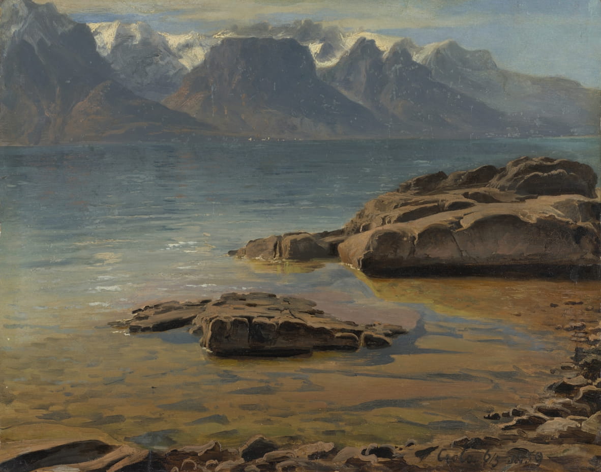 Genfer See bei Vevey gegen Evian von Georg Heinrich Crola