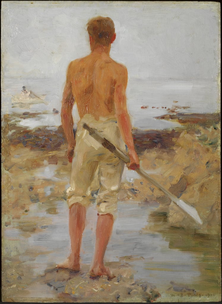 Ein Junge mit einem Ruder von Henry Scott Tuke: Kunstdruck