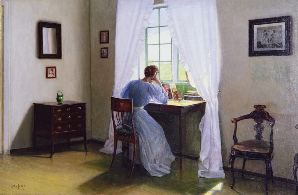 Frau vor dem Fenster von Lars Jorde: Kunstdruck kaufen