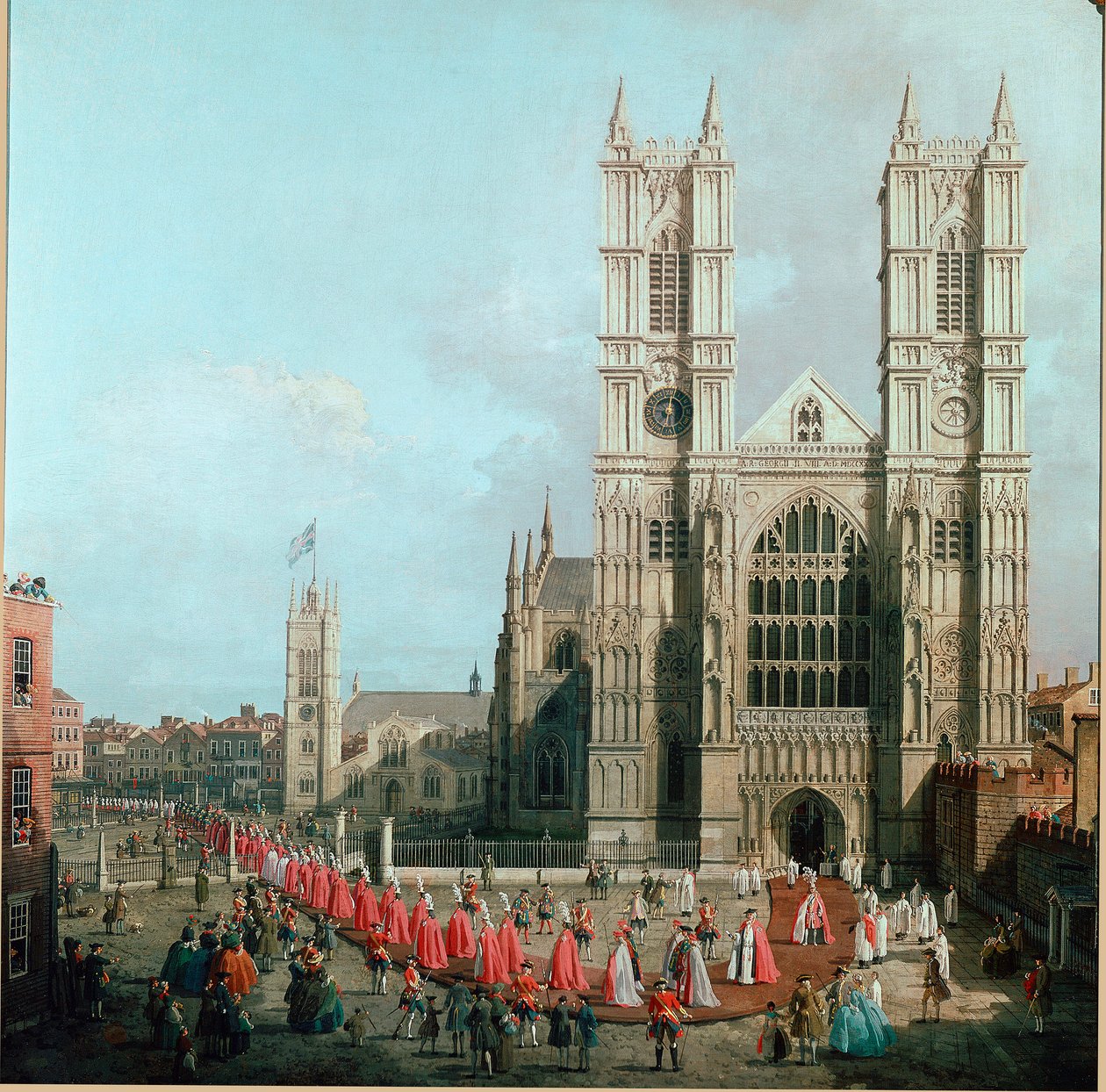 Ansicht von Westminster Abbey und der Prozession der Ritter des Order ...