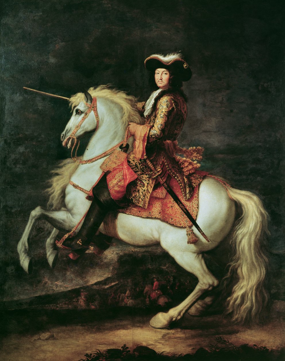 Porträt von Ludwig XIV. auf einem Pferd