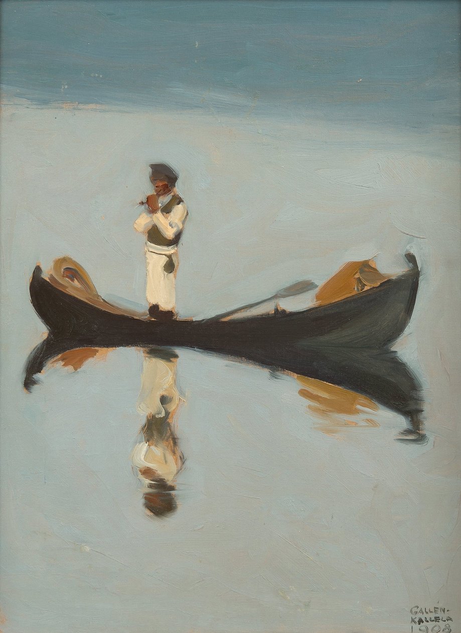 Mann beim Angeln, 1908 von Akseli Gallen-Kallela: Kunstdruck