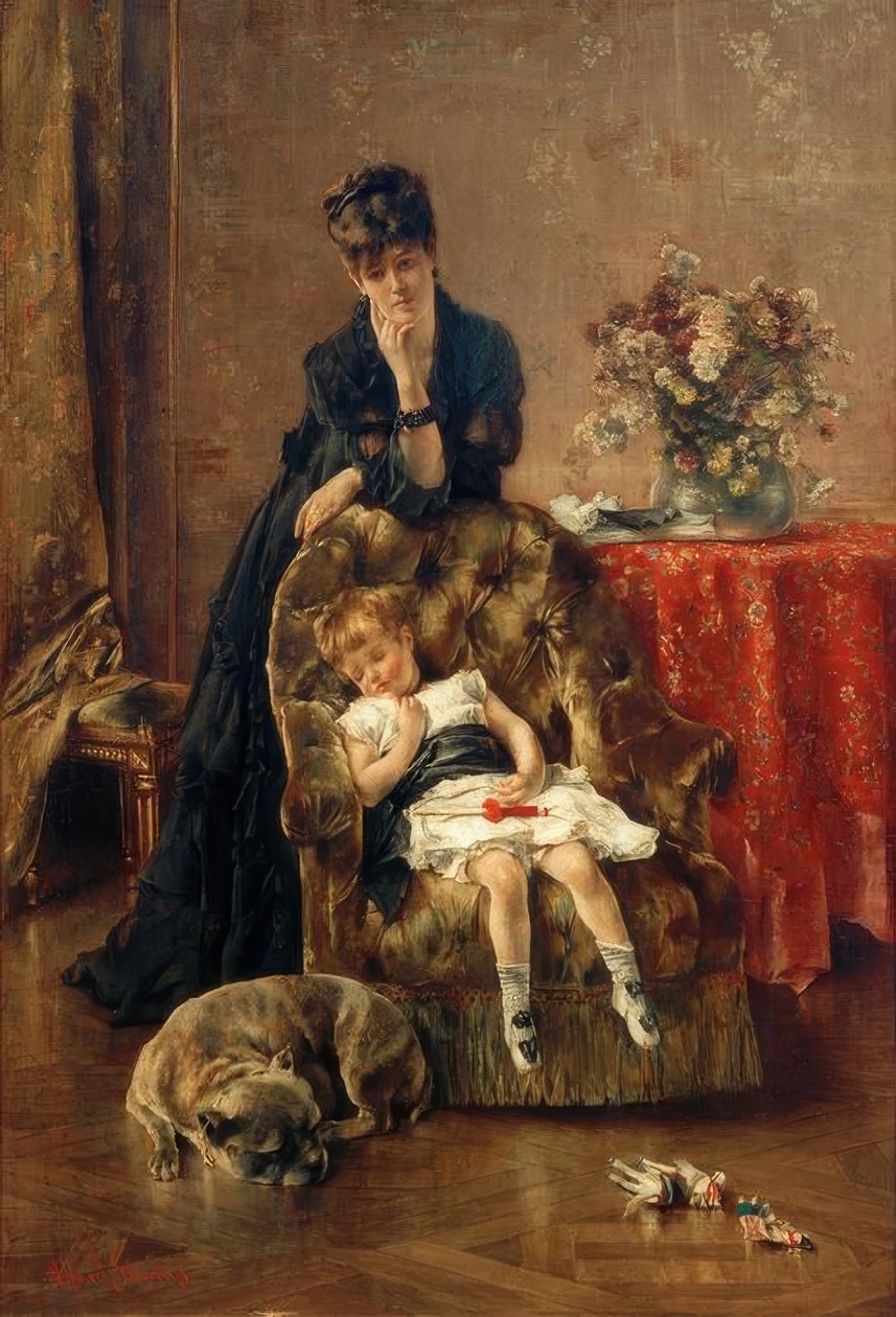 A.Stevens, Das schlafende Kind von Alfred Emile Stevens