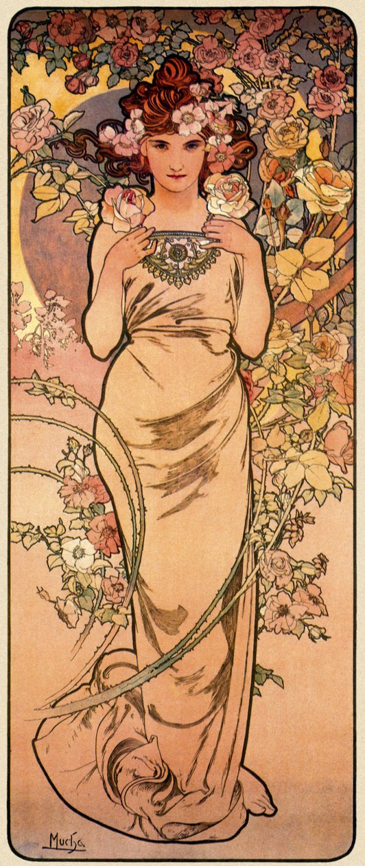 Rose, aus der Serie Die Vier Blumen, 1897 von Alphonse Mucha