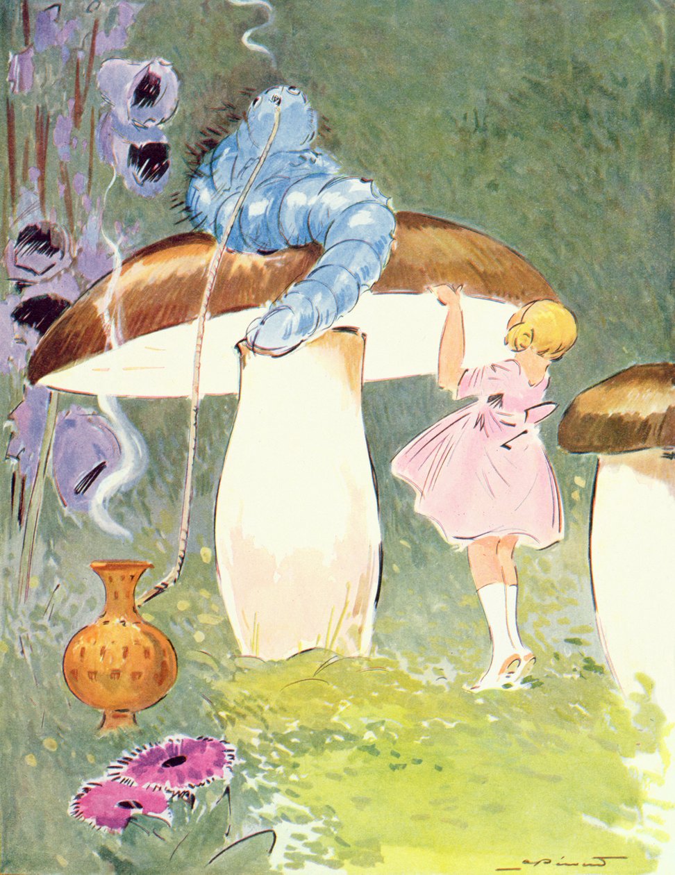 Alice und die Raupe, Illustration aus 'Alice im Wunderland ...
