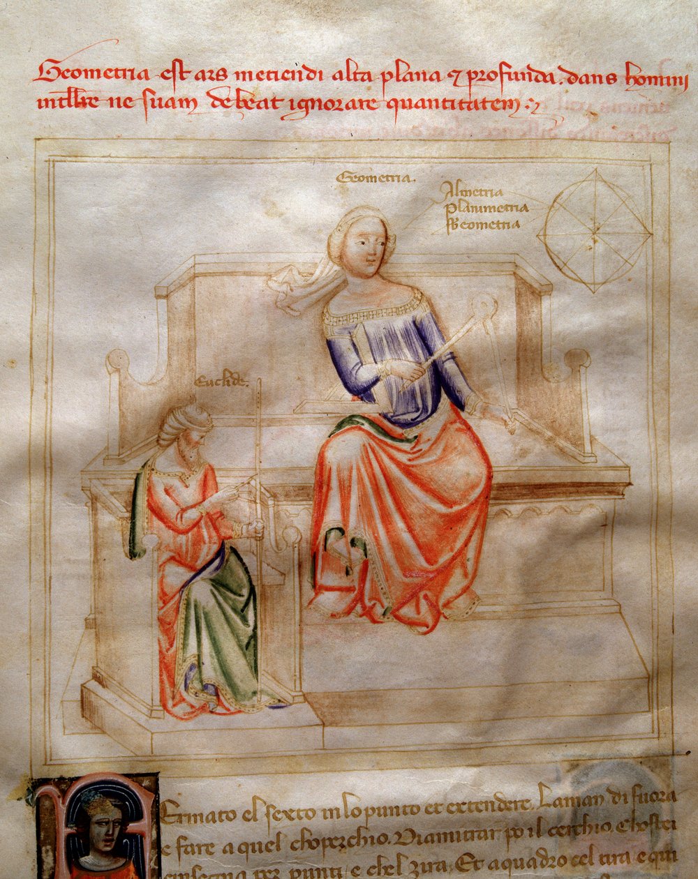 Allegorie der Geometrie in 'Chansonne des sept Vertus et des sept Arts ...