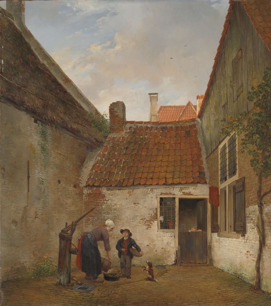 Innenhof von Andreas Schelfhout: hochwertiger Kunstdruck