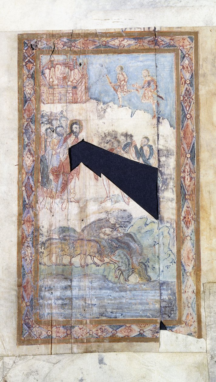 Das Wunder des Gadarener in der Art eines Comicstrips, ca. 1000 n. Chr.