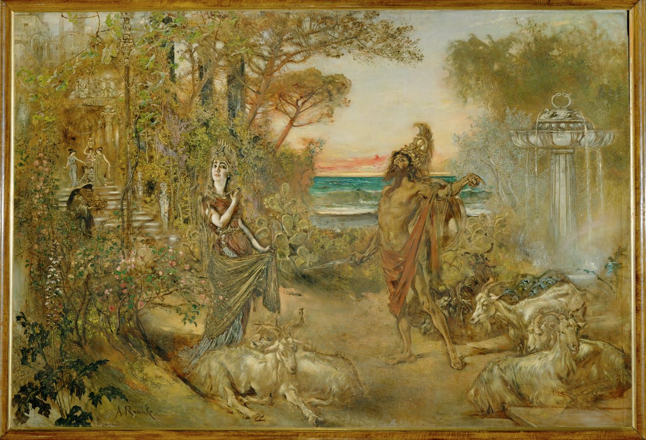 Circe und Odysseus von Anton Romako: Kunstdruck kaufen