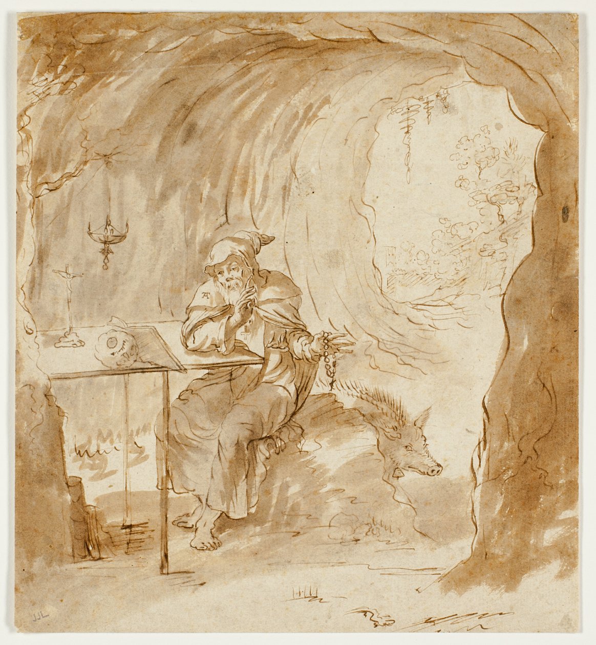 St. Antonius mit dem Eber von Antonio Tempesta: Kunstdruck