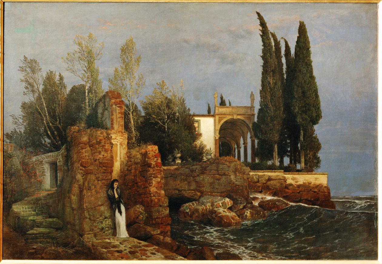 Villa am Meeresufer von Arnold Bocklin: Kunstdruck kaufen