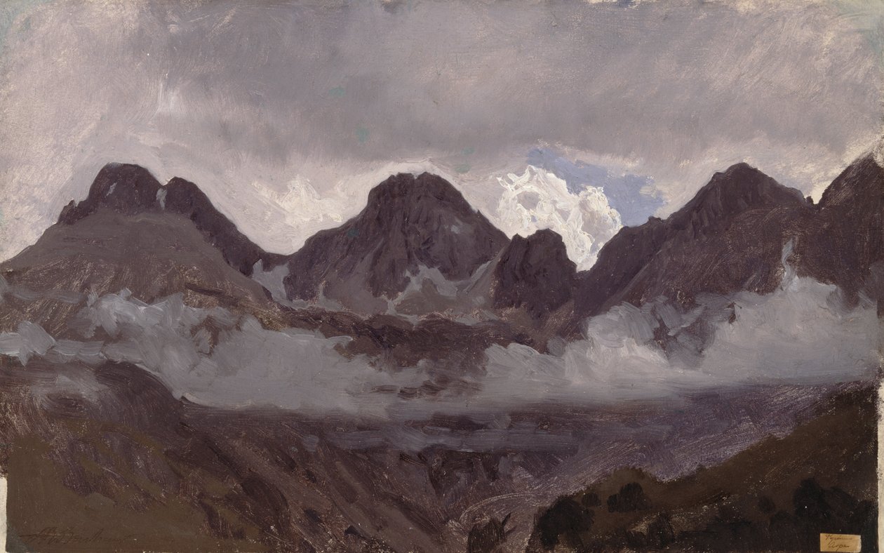 Berge mit Nebel von Auguste Francois Bonheur: Kunstdruck