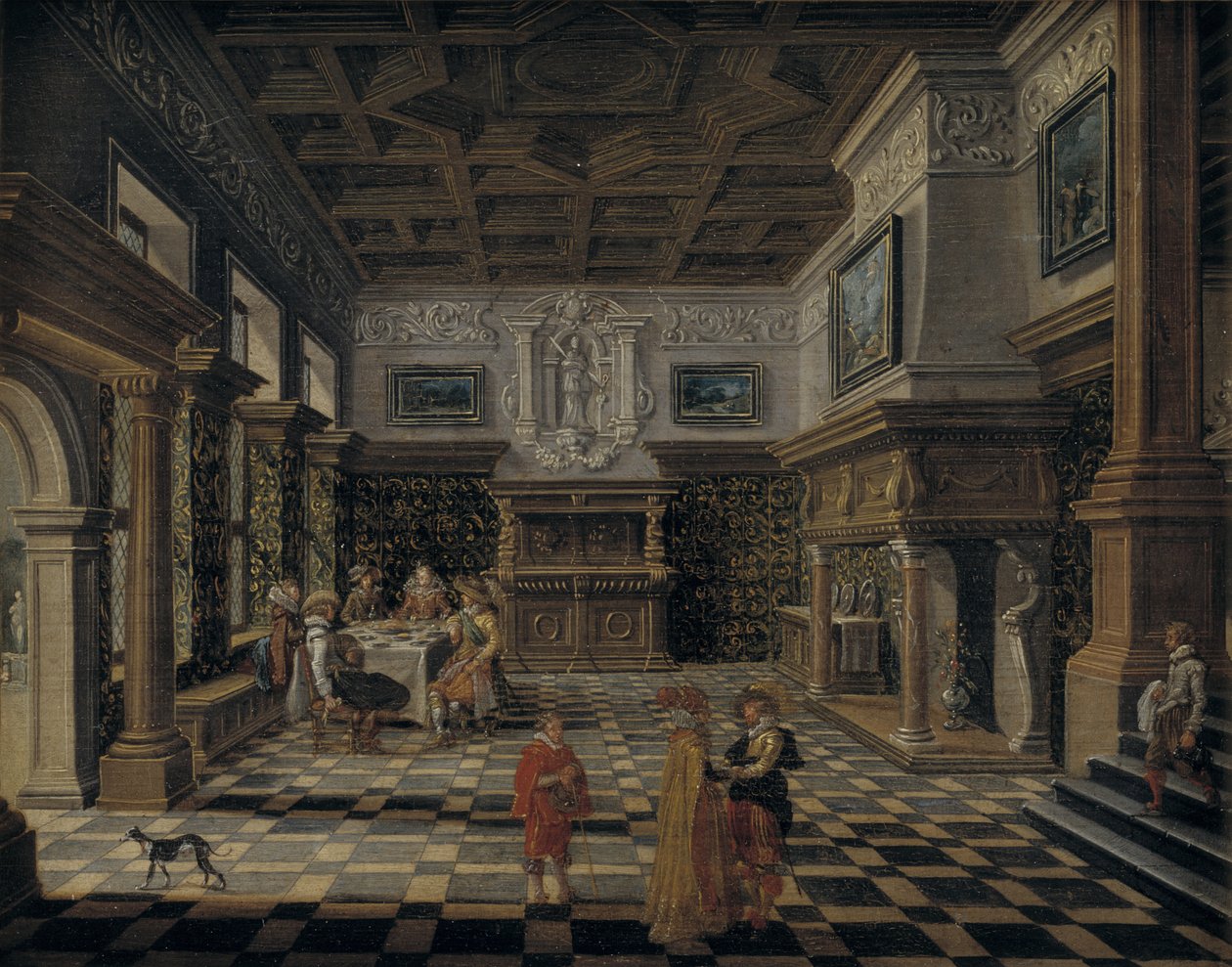 Prächtiges Renaissance-Interieur mit einem Bankett