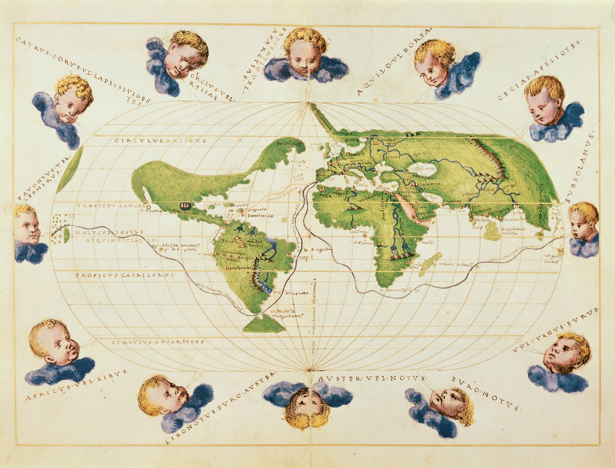 Karte von Magellans Weltumsegelung, ca. 1540
