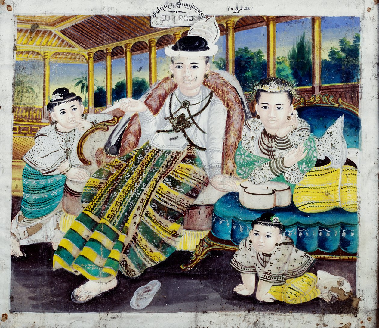 Familienporträt von Burmese School: Kunstdruck kaufen