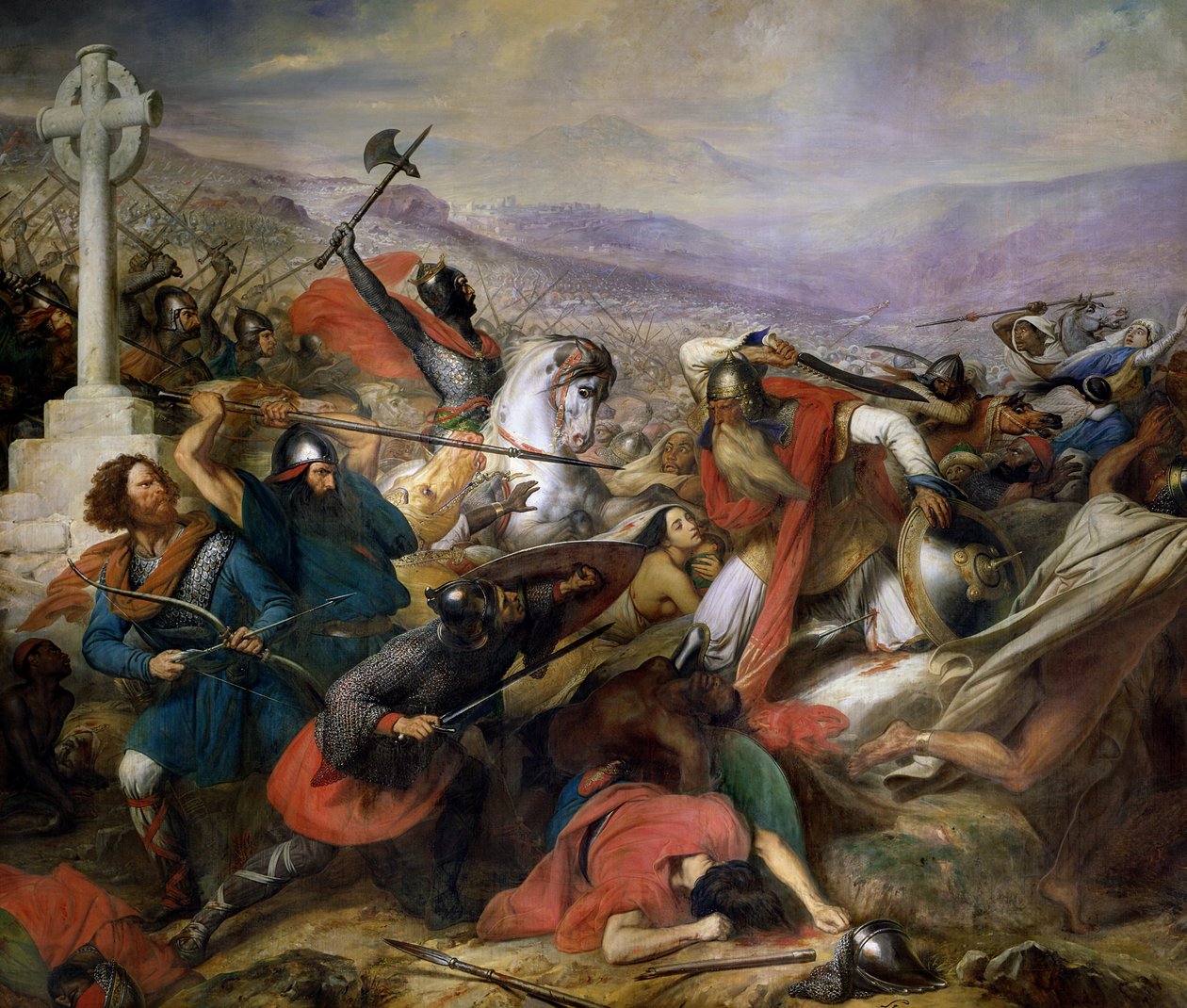 Die Schlacht von Poitiers, 25. Oktober 732, gewonnen von Karl Martell, 1837