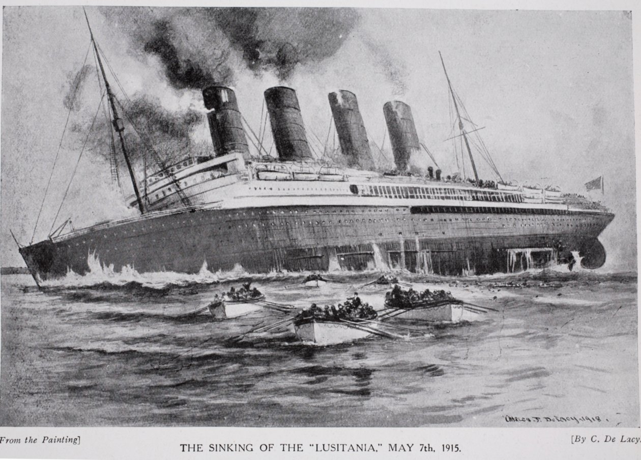 Das Sinken der Lusitania, 7. Mai 1915, Illustration aus 'Hutchinson's ...