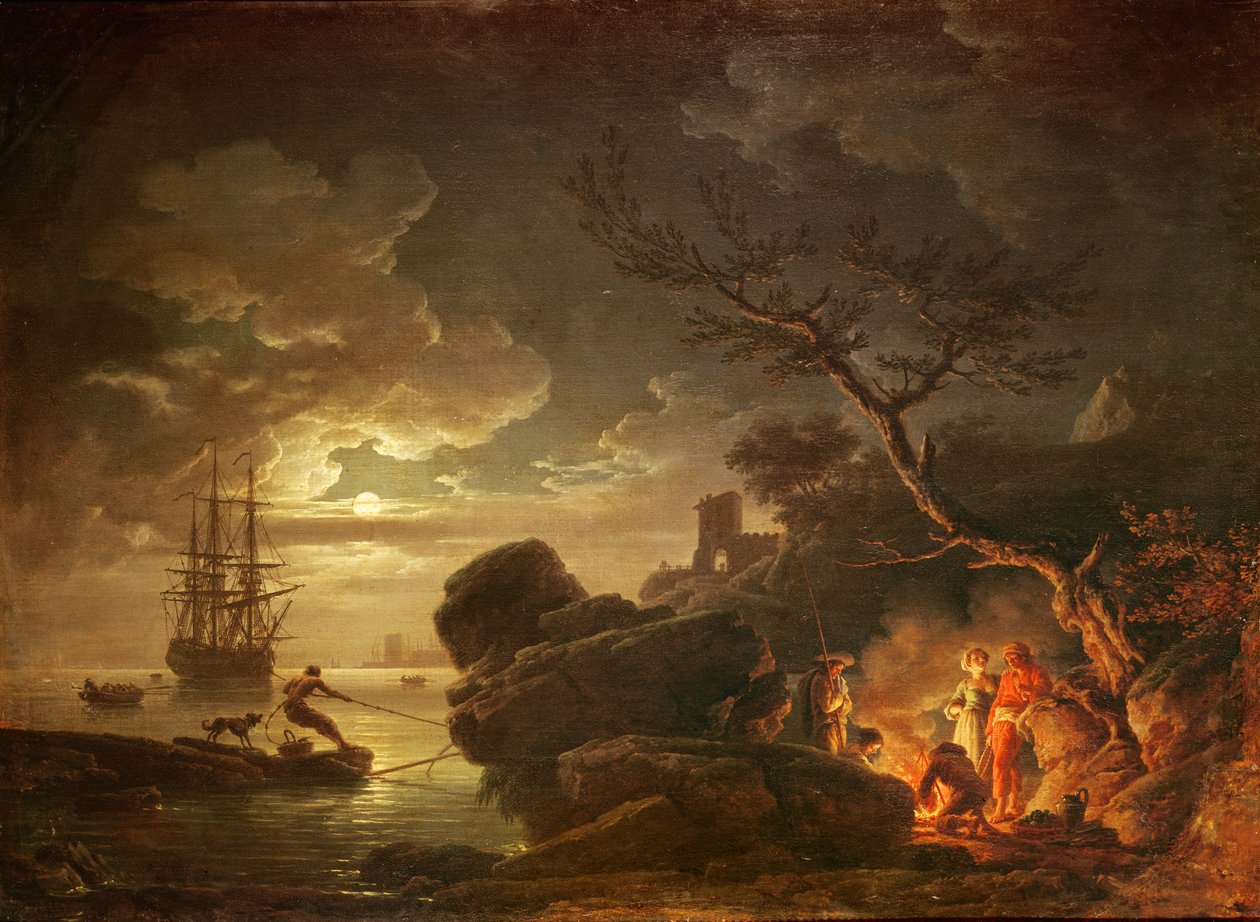 Landschaft im Mondlicht von Claude Joseph Vernet: Kunstdruck