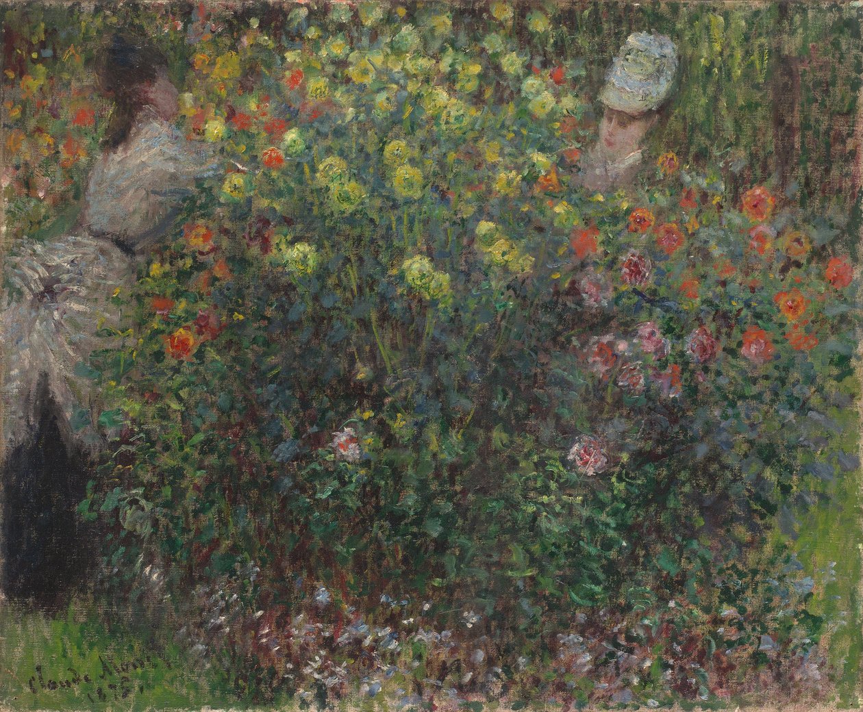 Damen in Blumen, 1875 von Claude Monet: Kunstdruck kaufen