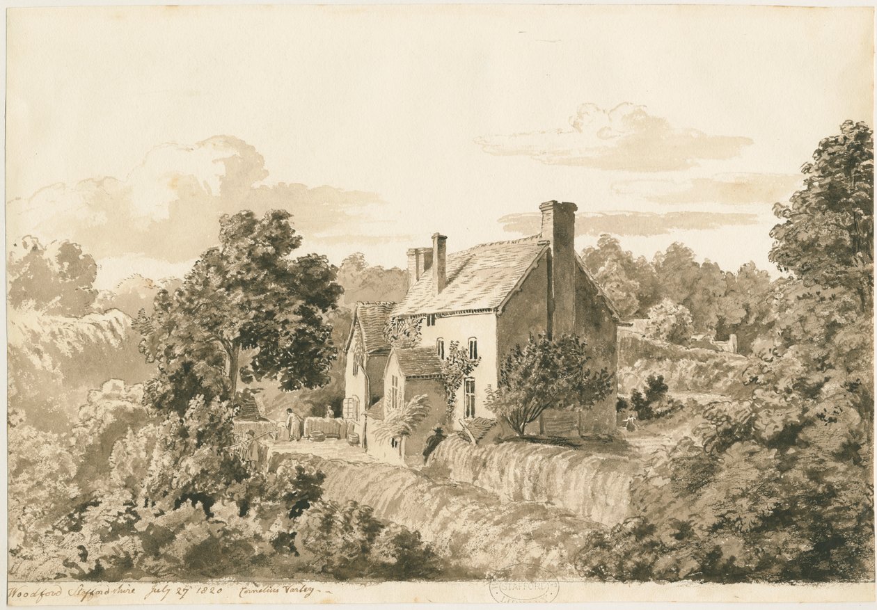 Woodford - Cottages von Cornelius Varley: Kunstdruck