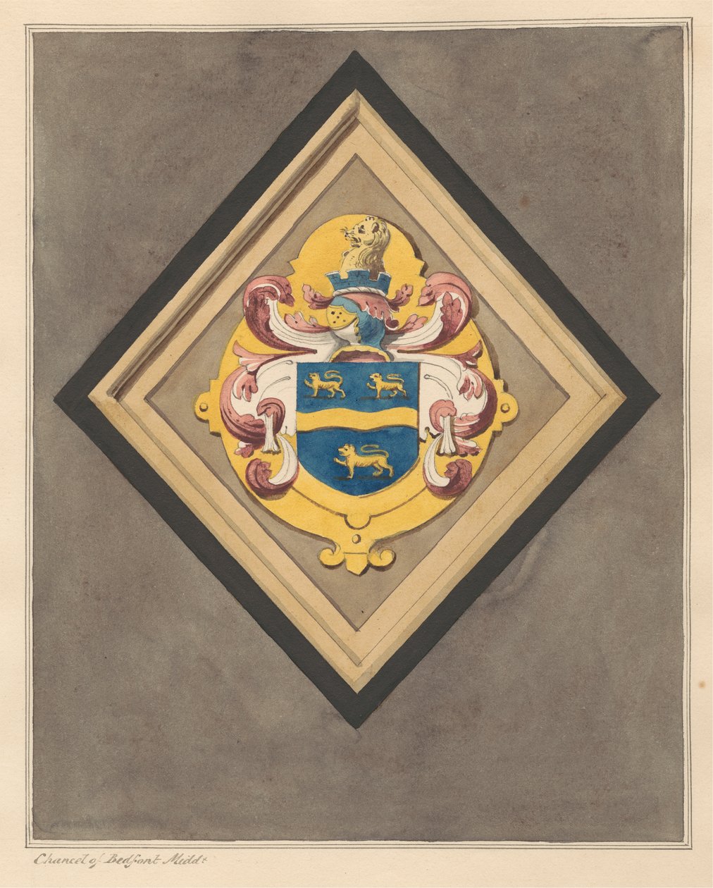 Wappen im Chor der Kirche von Bedfont von Daniel Lysons