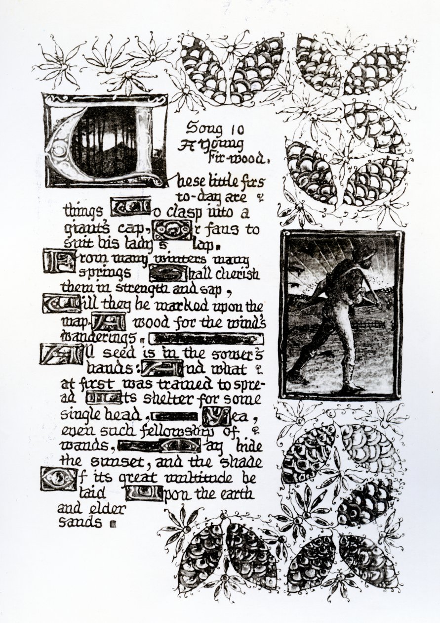 Illuminierter Text aus Rossettis 'House of Life' Sonettenfolge, ca. 1880
