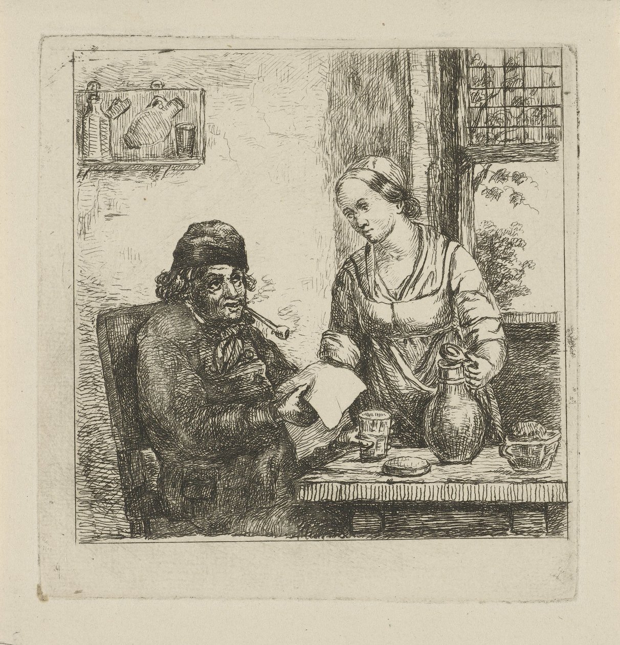 Interieur mit Mann und Frau von David van der Kellen